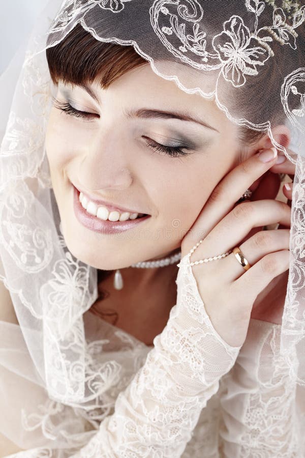 Beautiful happy bride stock photo. Image of style, purity - 13779534