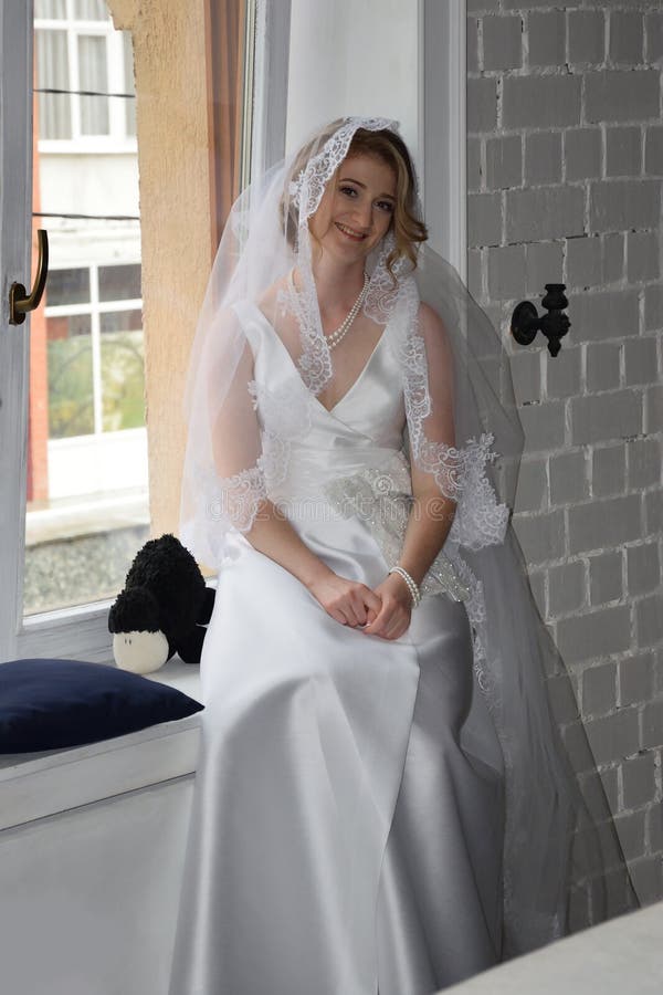 Beautiful, happy bride. stock image. Image of brunette - 96879201