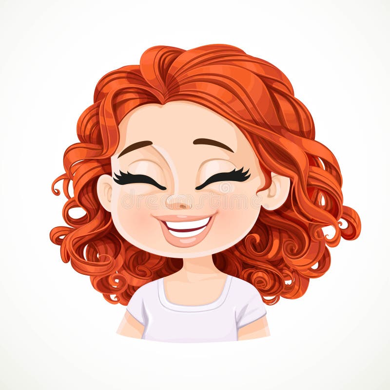 Beautiful Happy Cartoon Brunette Girl with Dark Red Hair Portrait Stock ... Beautiful Happy Cartoon Brunette Girl with Dark Red Hair Portrait Stock ...