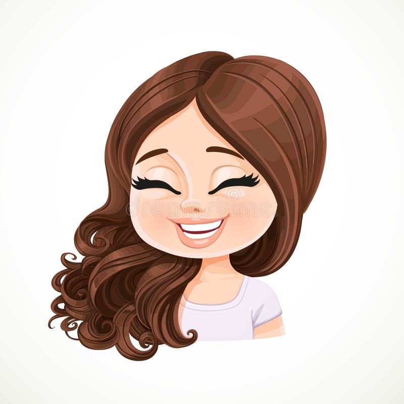 Beautiful Happy Cartoon Brunette Girl with Dark Red Hair Portrait Stock ... Beautiful Happy Cartoon Brunette Girl with Dark Red Hair Portrait Stock ...