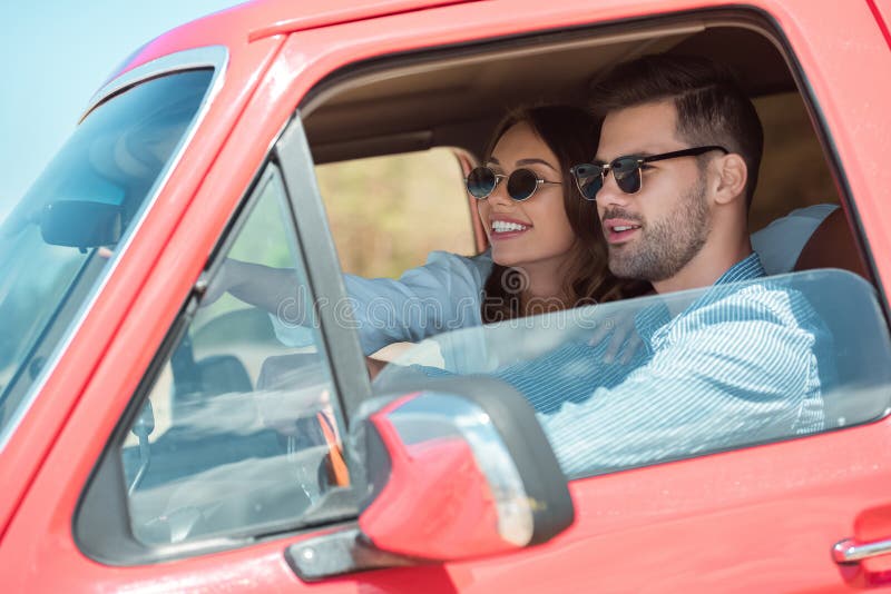 Beautiful Happy Couple Driving Stock Image - Image of journey ...