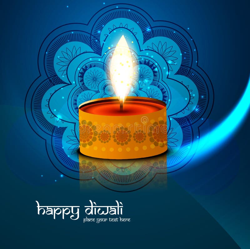 Beautiful Happy Diwali Blue Colorful Stock Illustration - Illustration ...