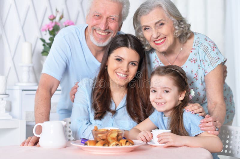 Family Drinking Tea Outdoors Stock Photo - Image of parents, mother ...