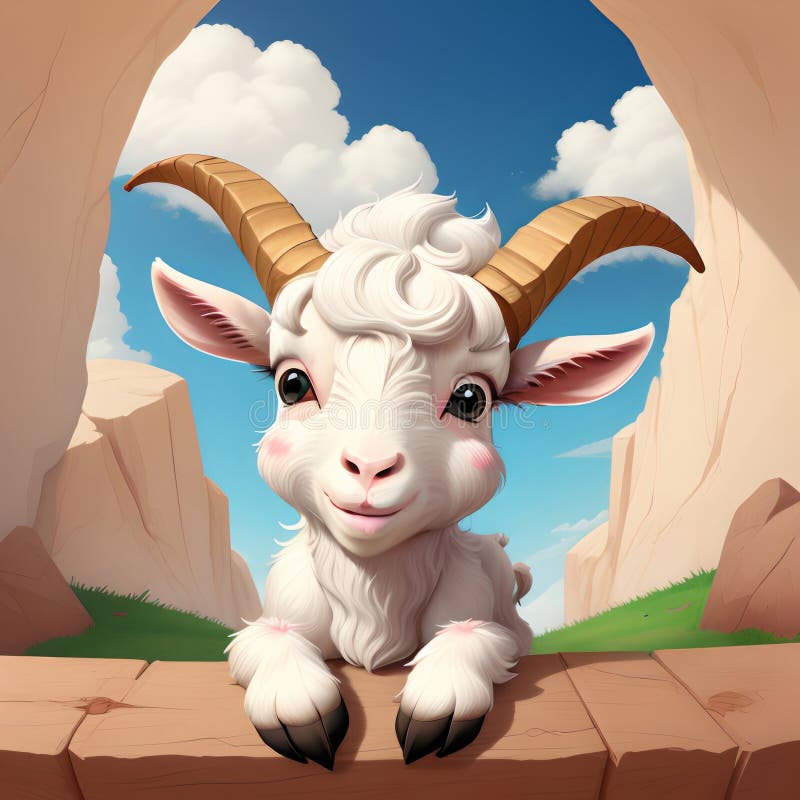 Beautiful Happy Goat Illustration Stock Illustration - Illustration of ...