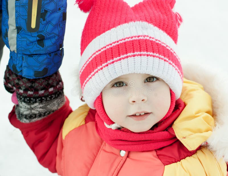 Beautiful Happy Kid in the Red Jacket Stock Image - Image of childhood ...