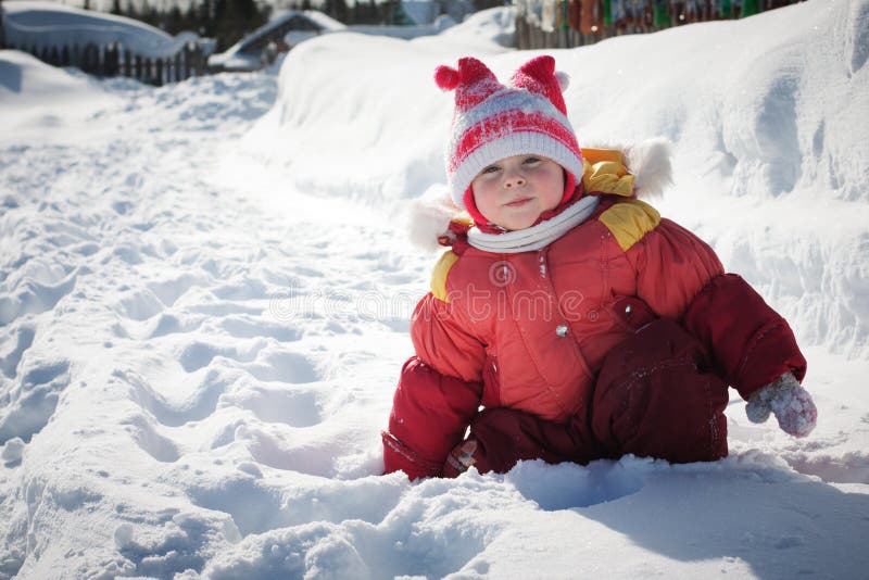 Beautiful Happy Kid in the Red Jacket Stock Photo - Image of beautiful ...