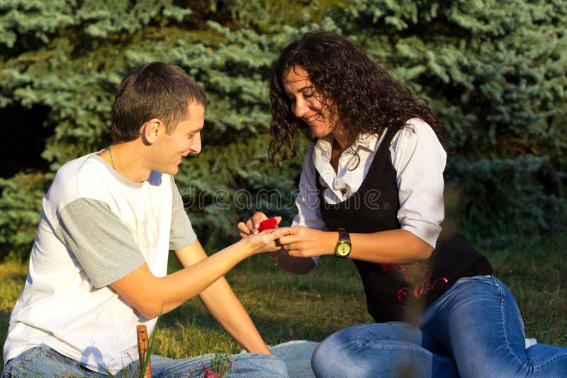 Beautiful Happy Love Couple, Proposal Stock Photo - Image of happy ...