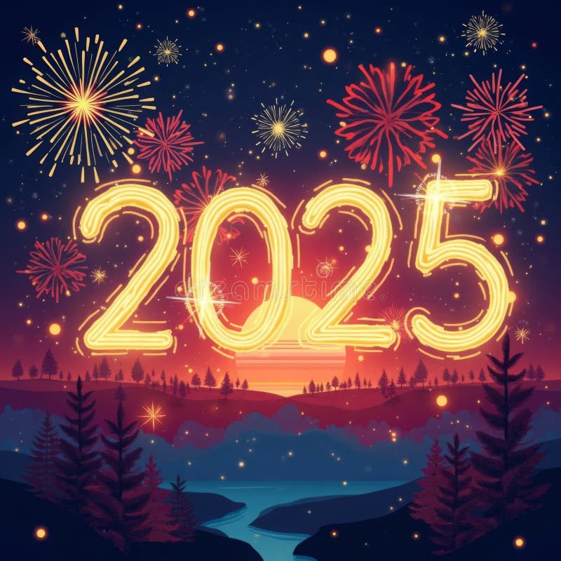 Beautiful 2025 Happy New Year Banner Background with Huge 2025 Stock ...