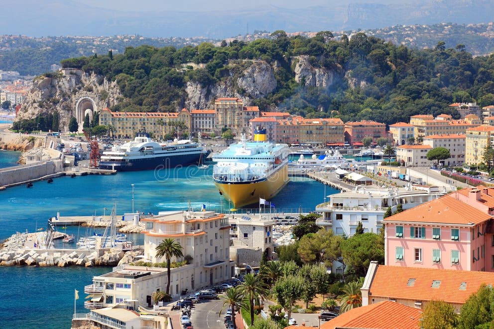 Nice France Cruise Ships Port: Mediterranean Harbor on Cote Azur with ...