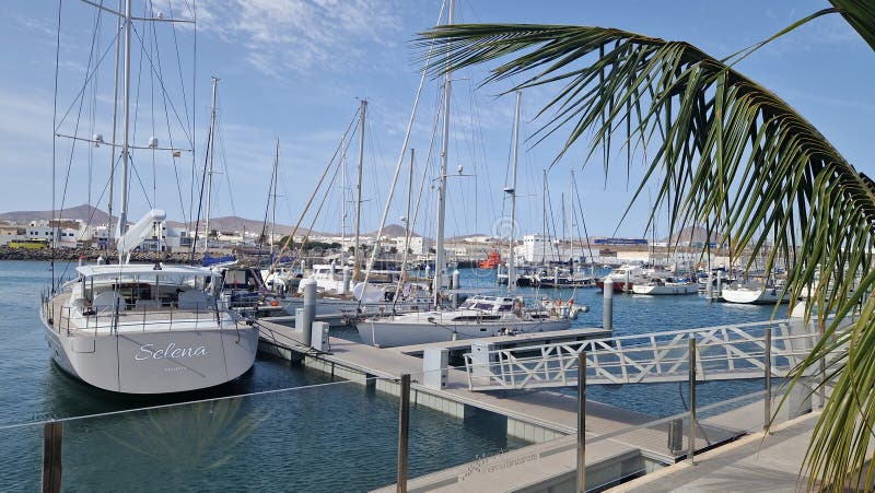 Beautiful Harbour Scene Gran Canaria Stock Photo - Image of watercraft ...