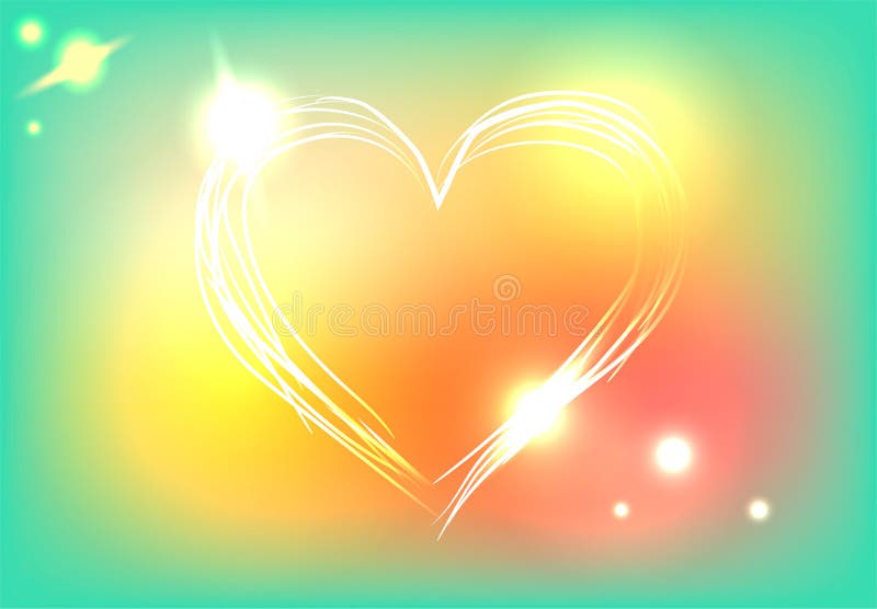 Beautiful Heart on Colorful Background with Neon Lights, Vector ...