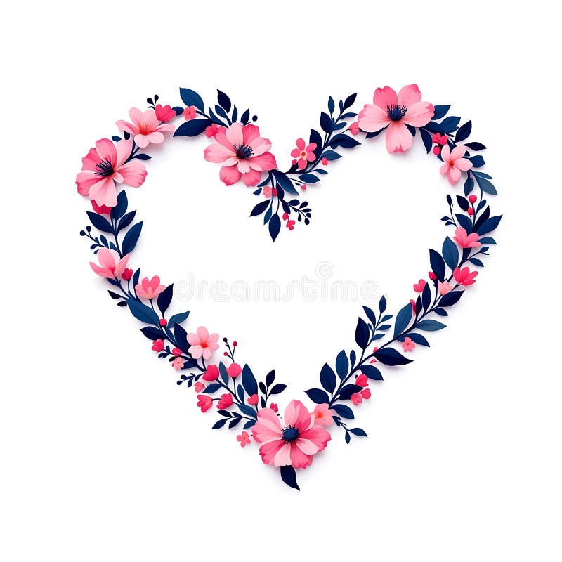 Beautiful Heart Design with Multicolored Blooms and Leaves Stock ...