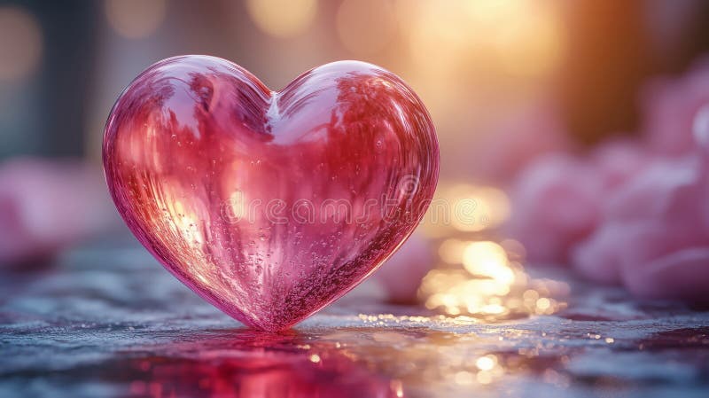 Beautiful Heart Glass Object Reflecting Soft Light and Emotions Stock ...