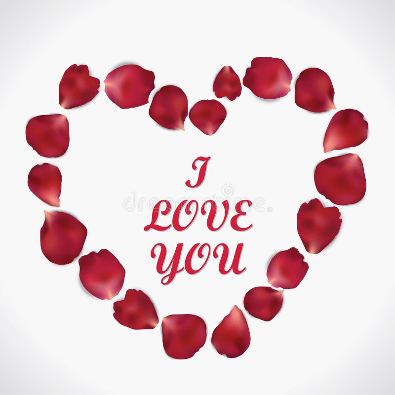 Beautiful Heart of Realistic Red Rose Petals on White Stock ...