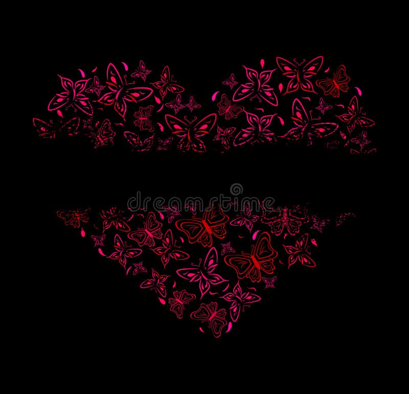 Beautiful Heart from Red Butterflies Stock Vector - Illustration of ...