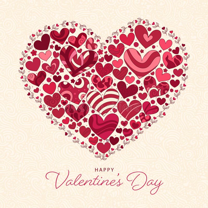 Beautiful Heart Shaped Design with Full of Hearts and Pattern Based ...