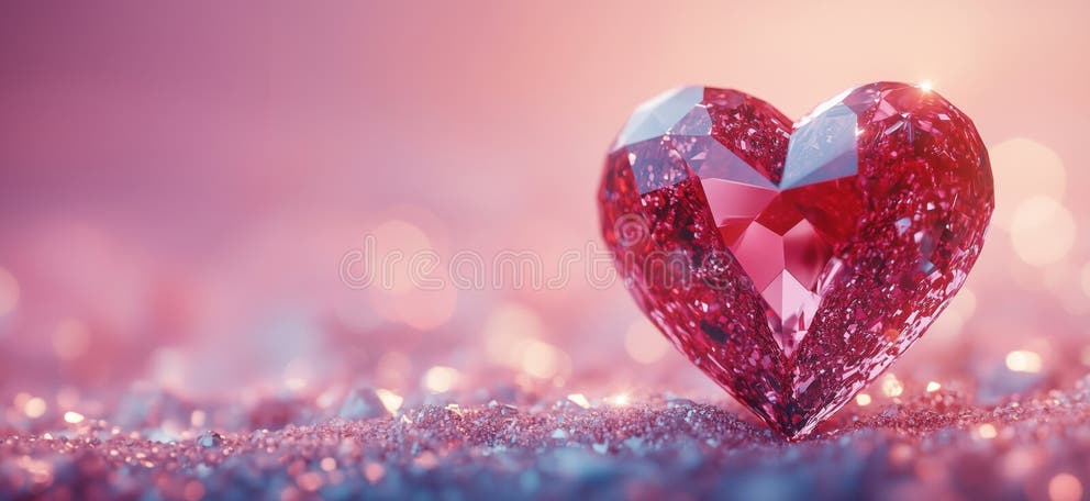 Beautiful Heart-shaped Ruby Gemstone Sparkling on Glittering Surface ...