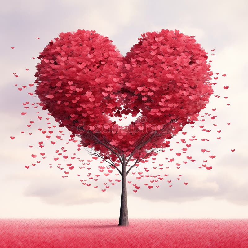 A Heart Shaped Tree with Leaves Made of Small Hearts Generative AI ...