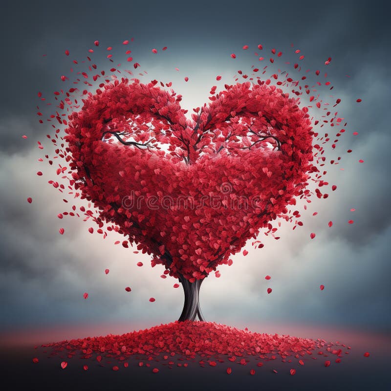 A Heart Shaped Tree with Leaves Made of Small Hearts Generative AI ...