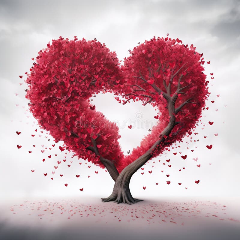 A Heart Shaped Tree with Leaves Made of Small Hearts Generative AI ...