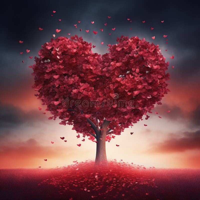 A Heart Shaped Tree with Leaves Made of Small Hearts Generative AI ...