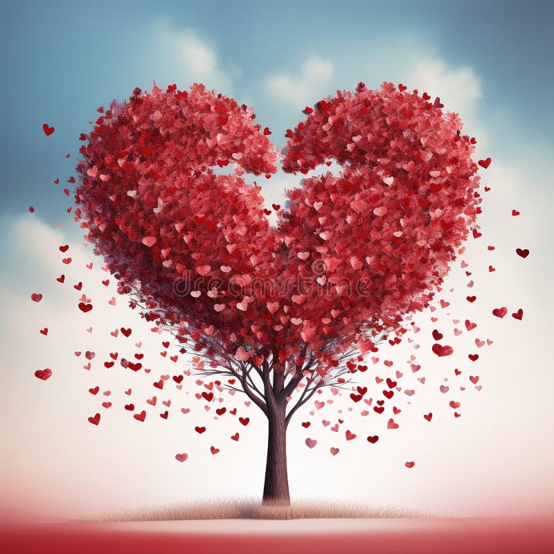 A Heart Shaped Tree with Leaves Made of Small Hearts Generative AI ...