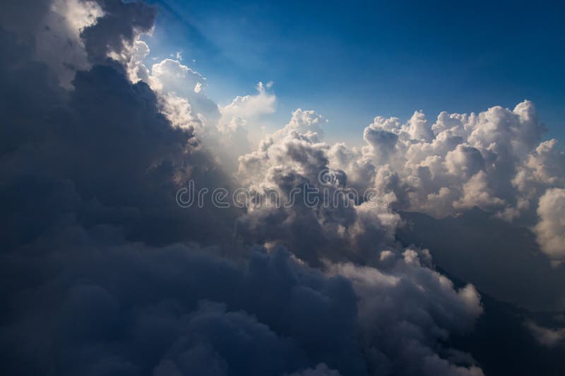 Beautiful Heavenly Bursts of Clouds in Blue Sunny Sky Like Atom Bomb ...