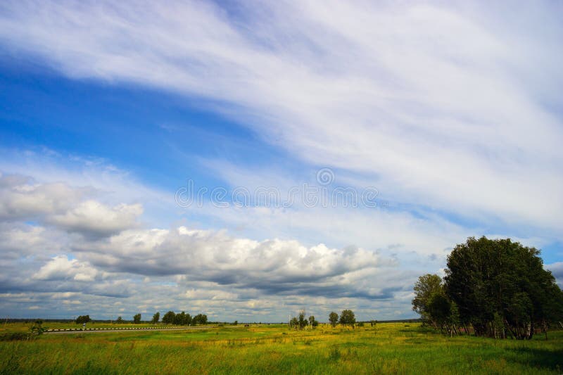 Beautiful Heavenly Landscape with Trees and Road in Distance. Stock ...