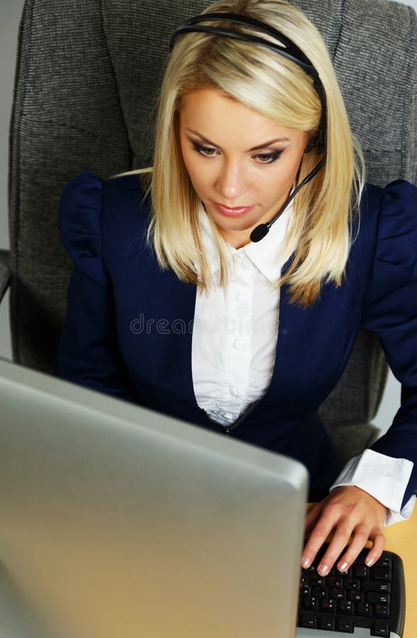 Beautiful Help Desk Office Support Woman Stock Photo - Image of contact ...