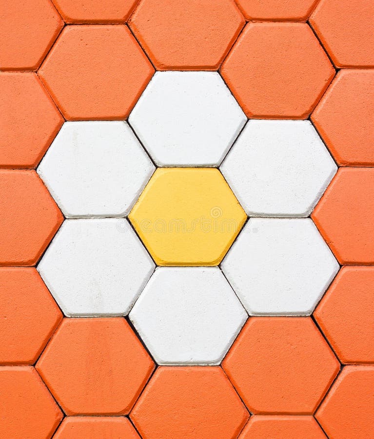Beautiful Hexagonal Brick Flooring Background Pattern in the Park Stock ...