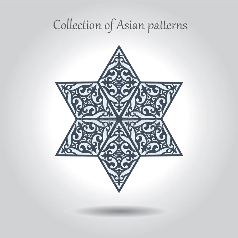 A Beautiful Hexagonal Star with Asian Patterns Inside.a Separate Stock ...