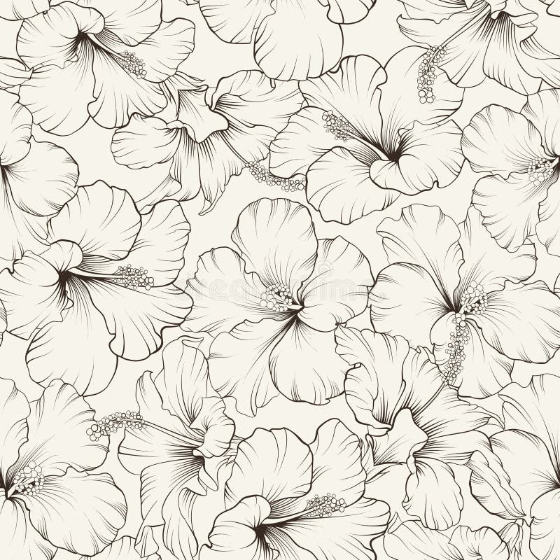 Beautiful hibiscus pattern stock vector. Illustration of gorgeous ...