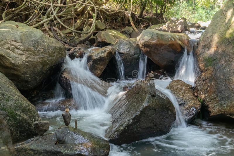 Beautiful Hidden Waterfall in the Forest Stock Image - Image of fresh ...