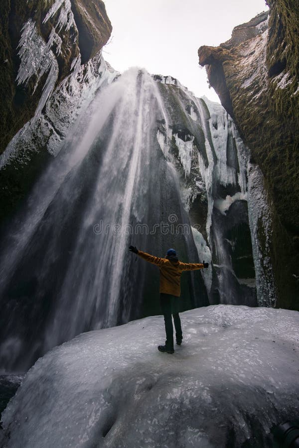 Beautiful Hidden Waterfall Gljufrafoss South Iceland Stock Photos ...