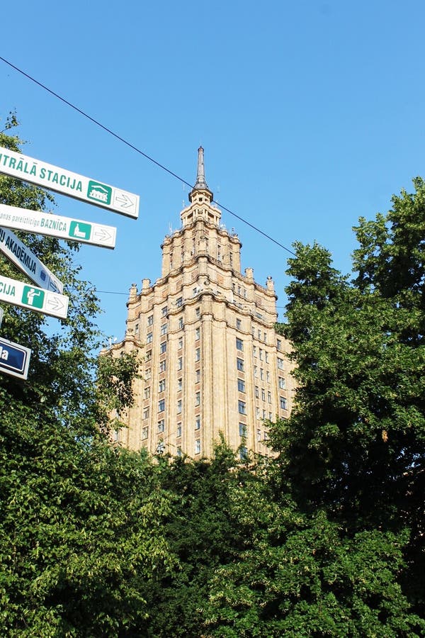 Beautiful High Building in the Trees in Riga Stock Photo - Image of ...