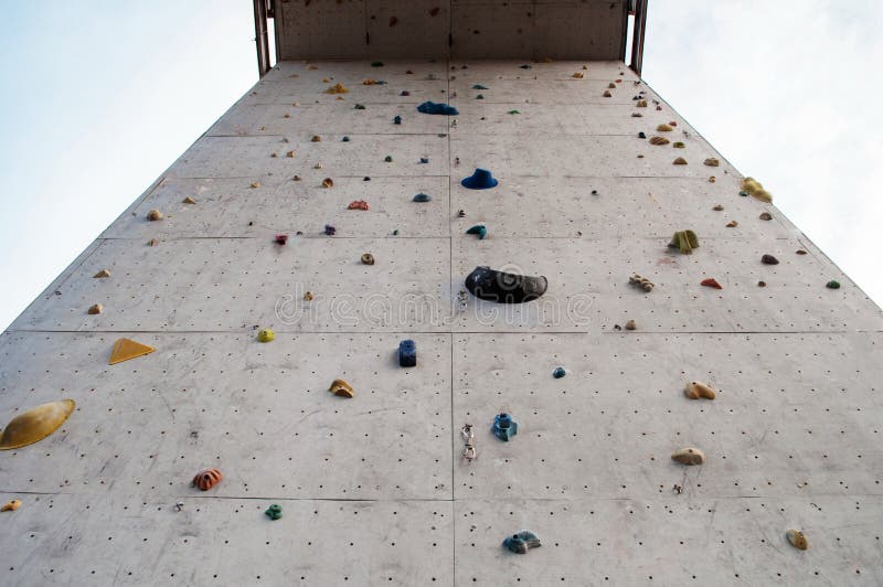 High Climbing Wall and Blue Sky Stock Image - Image of challenge, high ...