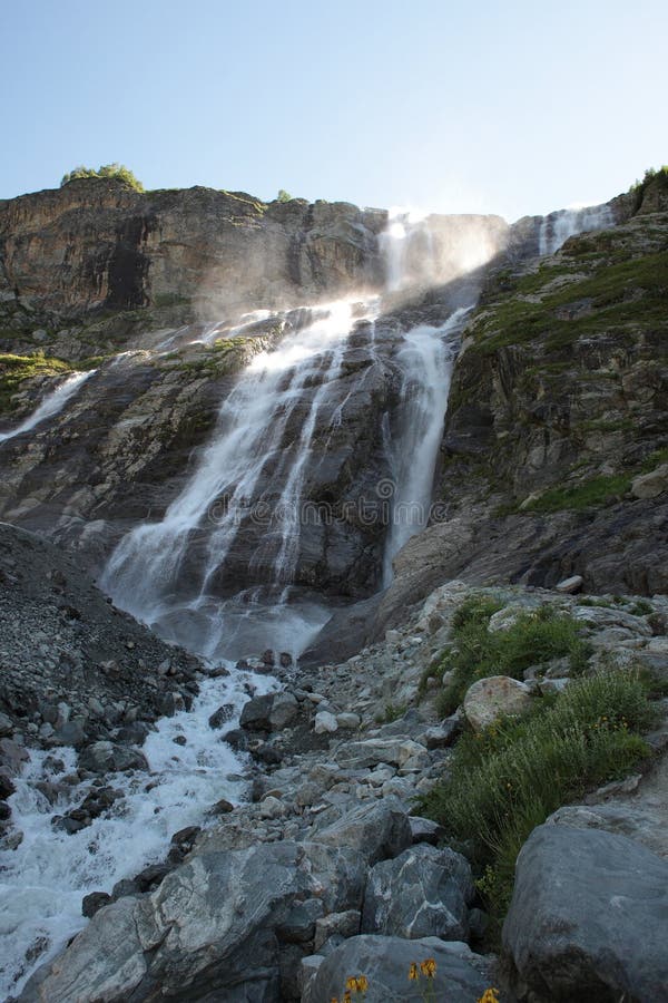 Beautiful Powerful Mountain Waterfall Stock Photo - Image of blue ...