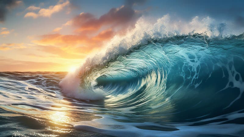 Beautiful High Sea Waves and Beautiful Sunlight, Side View Stock ...