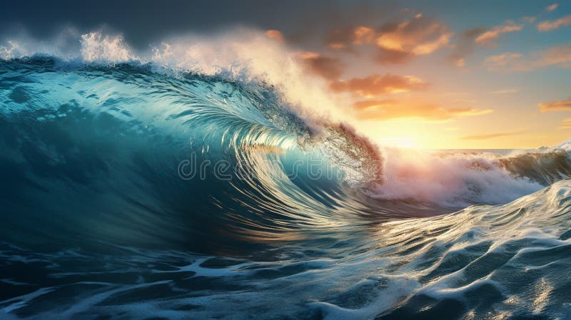 Beautiful High Sea Waves and Beautiful Sunlight, Side View, from ...