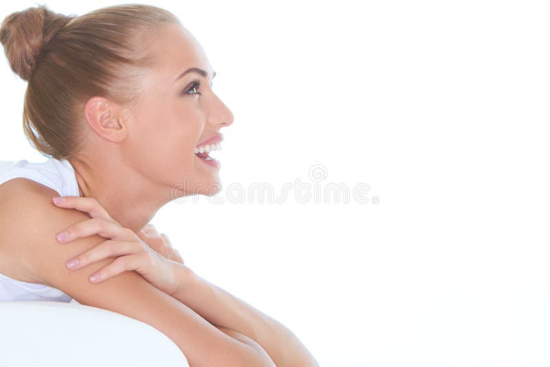 Beautiful High-spirited Woman Laughing Stock Photo - Image of person ...