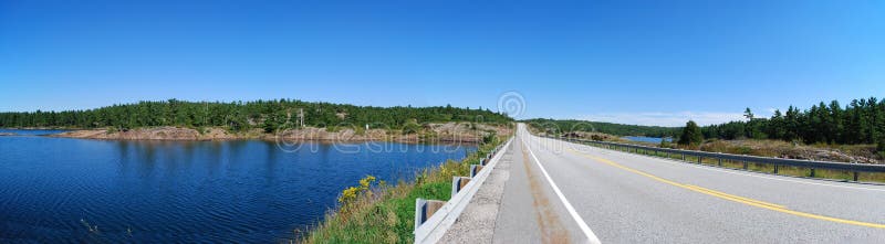 A Beautiful Highway Scene in Panorama in Manitoulin, on, Canada Stock ...