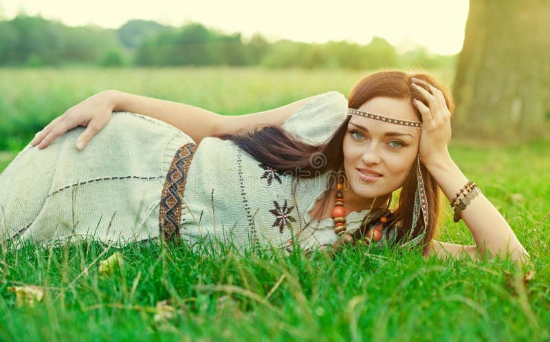 Beautiful hippie girl stock photo. Image of lifestyles - 26935672
