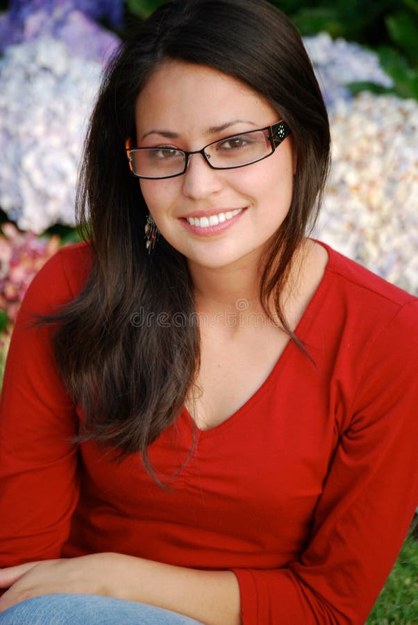 Beautiful Hispanic Woman Outside Stock Image - Image of comfortable ...