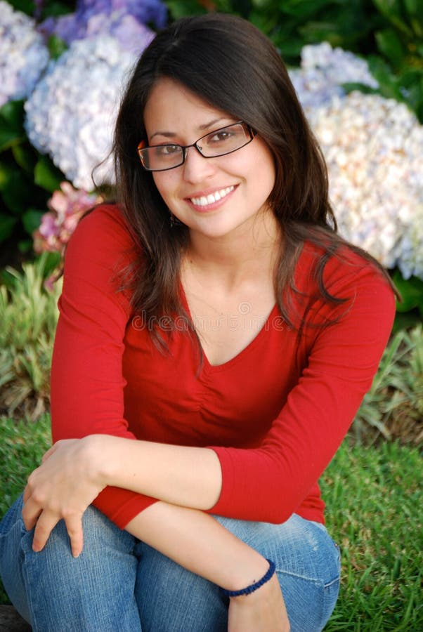 Beautiful Hispanic Woman Outside Stock Image - Image of comfortable ...
