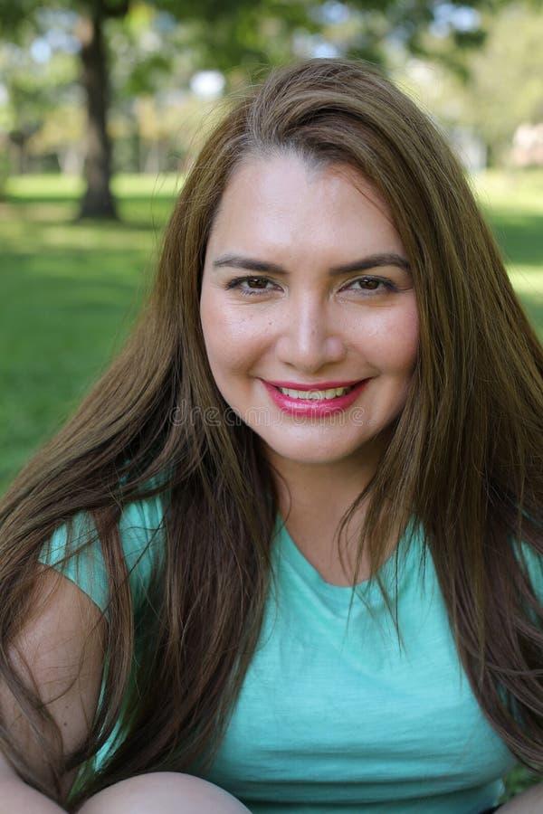 Beautiful Hispanic Woman Head Shot Stock Image - Image of hair ...