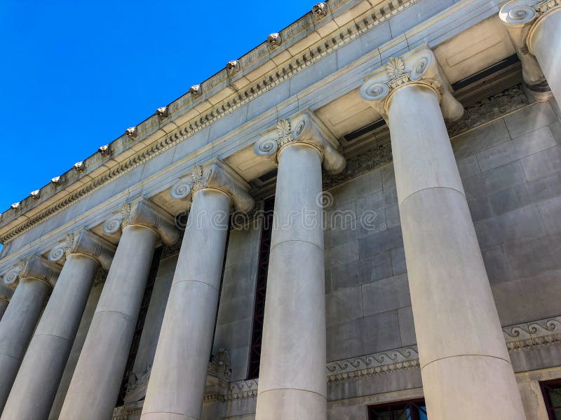 Beautiful Building with Columns Downtown Columbus Stock Image - Image ...