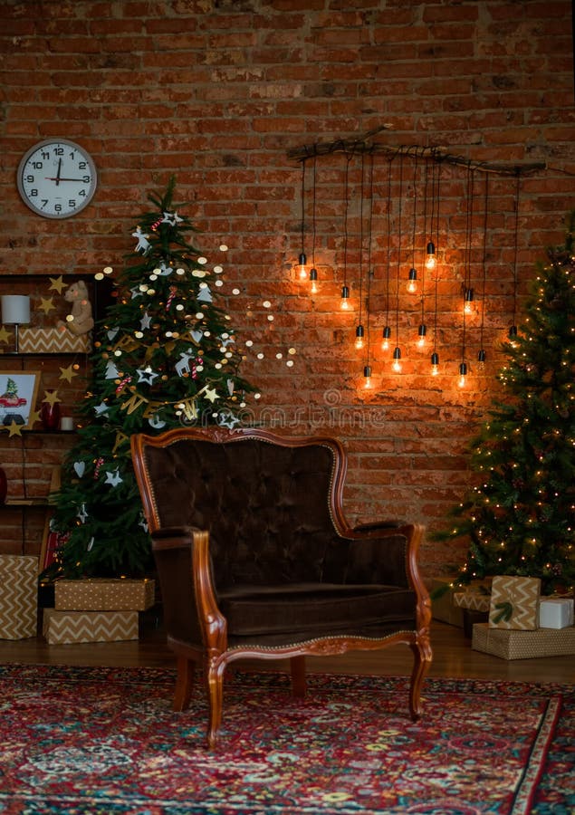 Beautiful Holdiay Decorated Room with Christmas Tree Stock Image ...