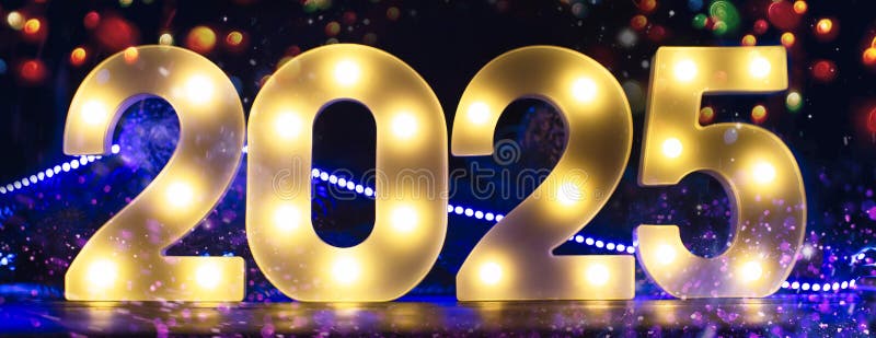 Beautiful Holiday Web Banner Happy New Year 2025 Stock Photo - Image of ...