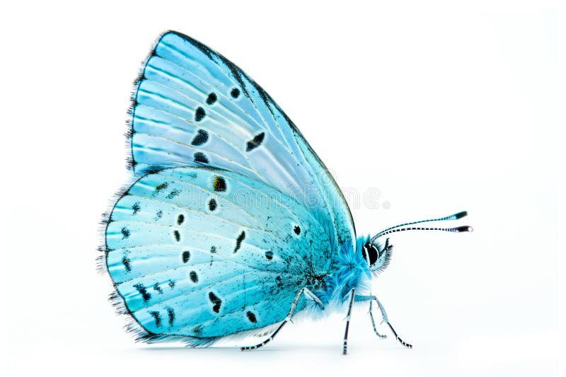 Beautiful Holly Blue Butterfly Isolated on a White Background. Side ...