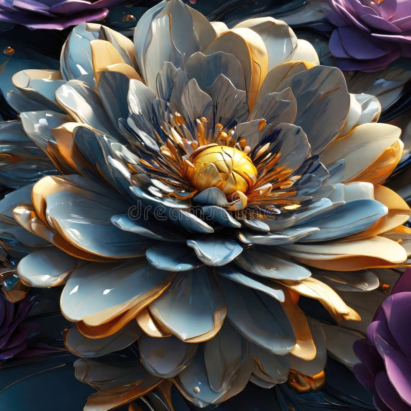 Beautiful Holographic Luminous Flowers Stock Photo - Image of plant ...